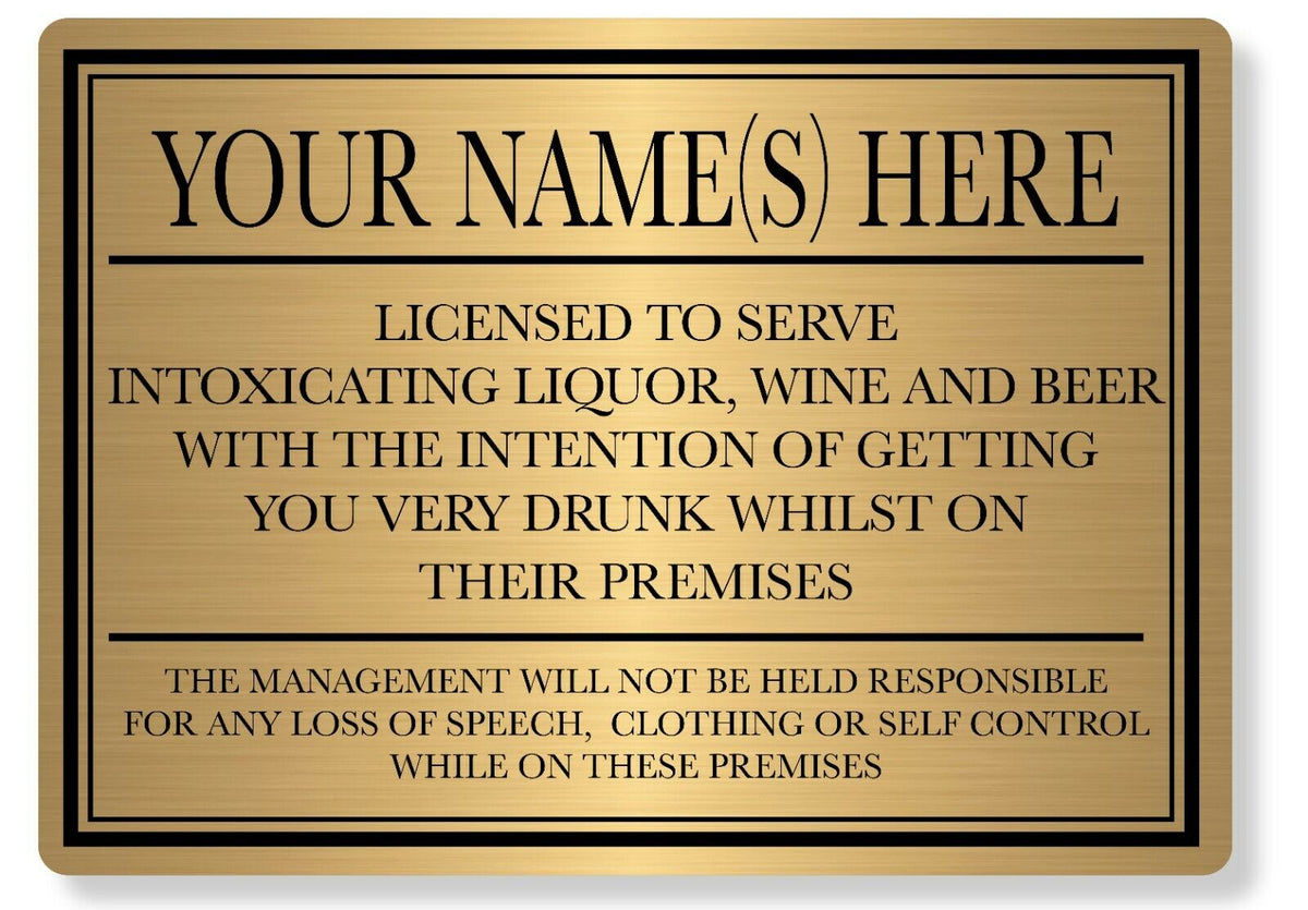 Personalised Pub Bar Licensee Aluminium Metal Sign Customised Name Sil ...